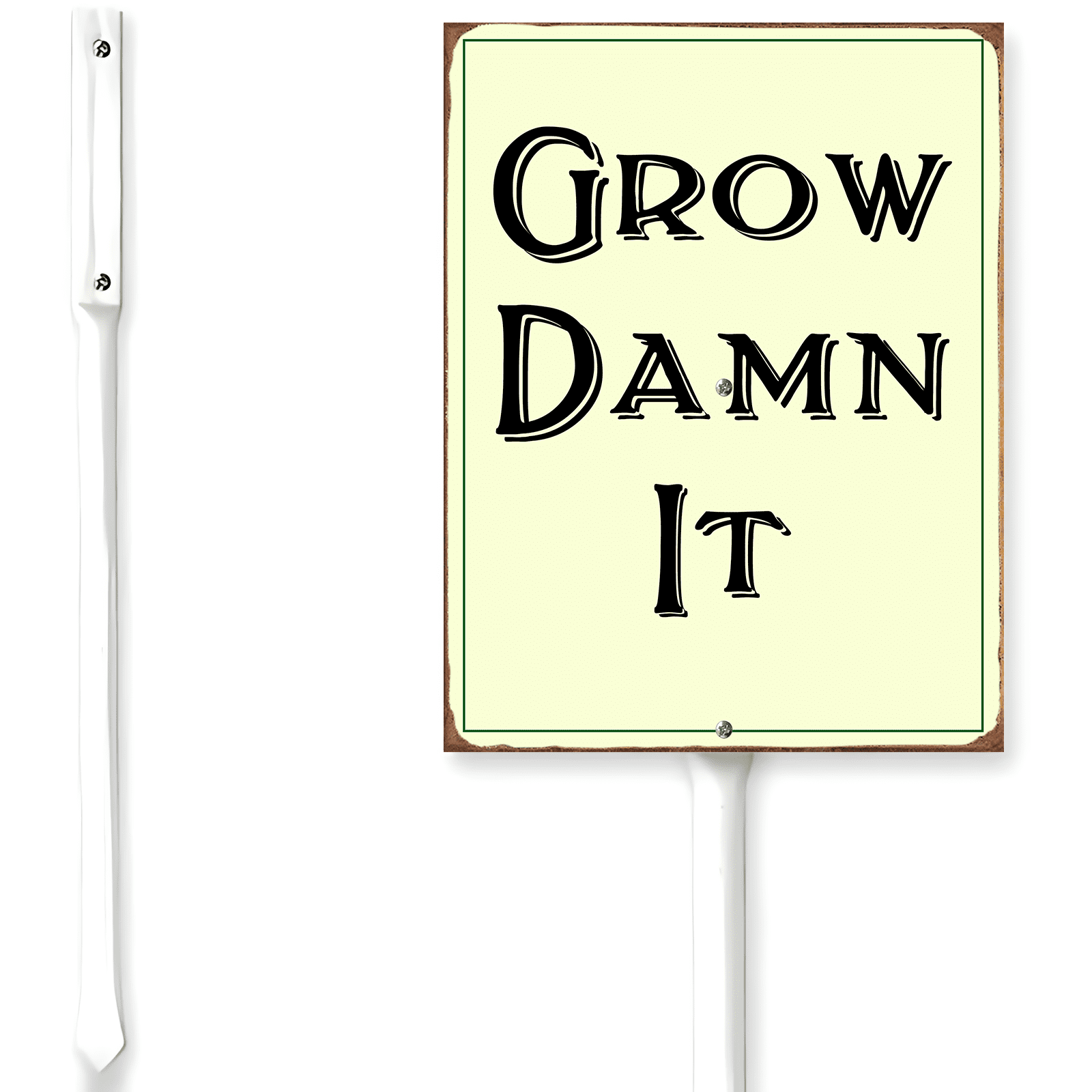 Kurmntregon Garden Sign With Stake Grow Damn It Aluminium Sign 8X12 ...