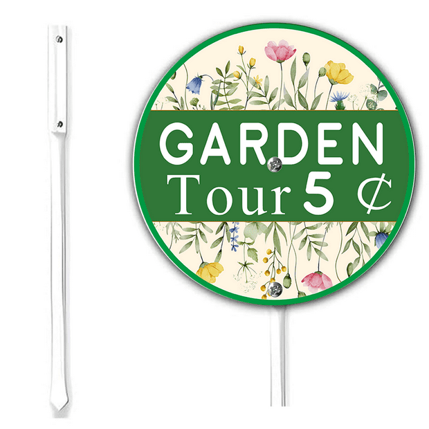 Kurmntregon Garden Sign With Stake Garden Tour 5 Cents Yard Sign Round ...