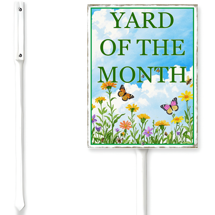 Kurmntregon Garden Sign Yard Of The m-Onth For Yard With Stake Caution ...