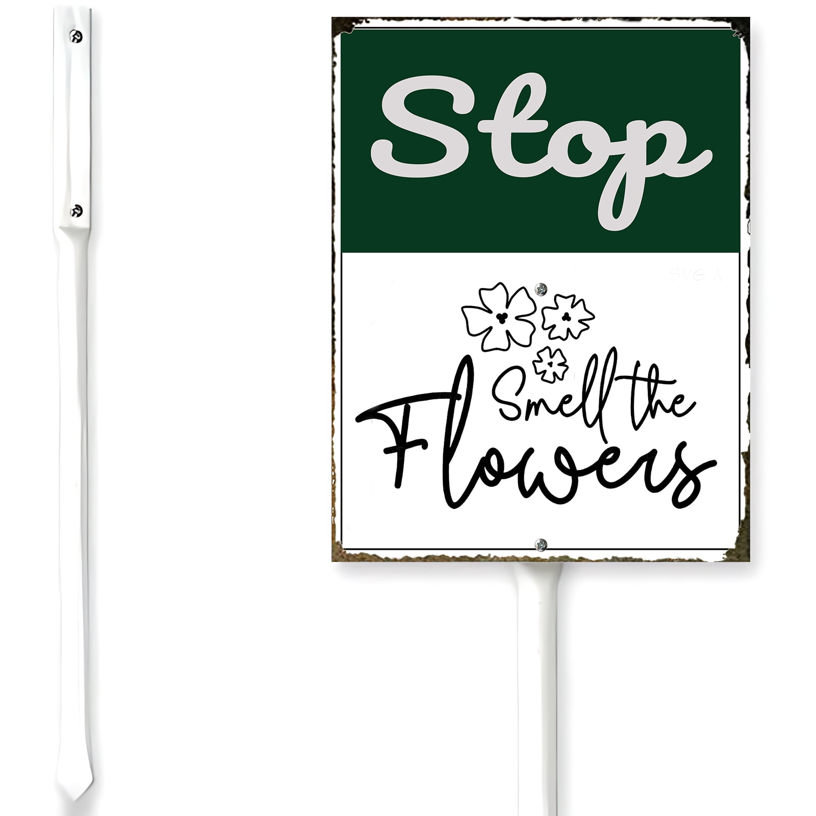 Kurmntregon Garden Yard Sign With Stakes Stop Smell The Flowers Lawn ...