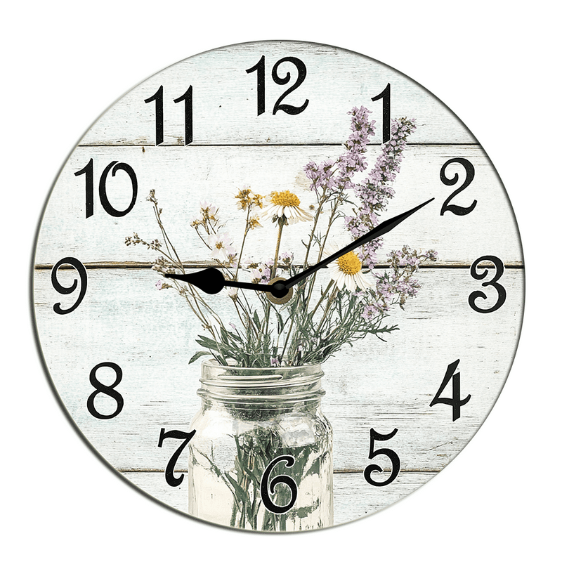 Kurmntregon Glass Vase Flower Wall Clock Spring Floral Desk Kitchen ...