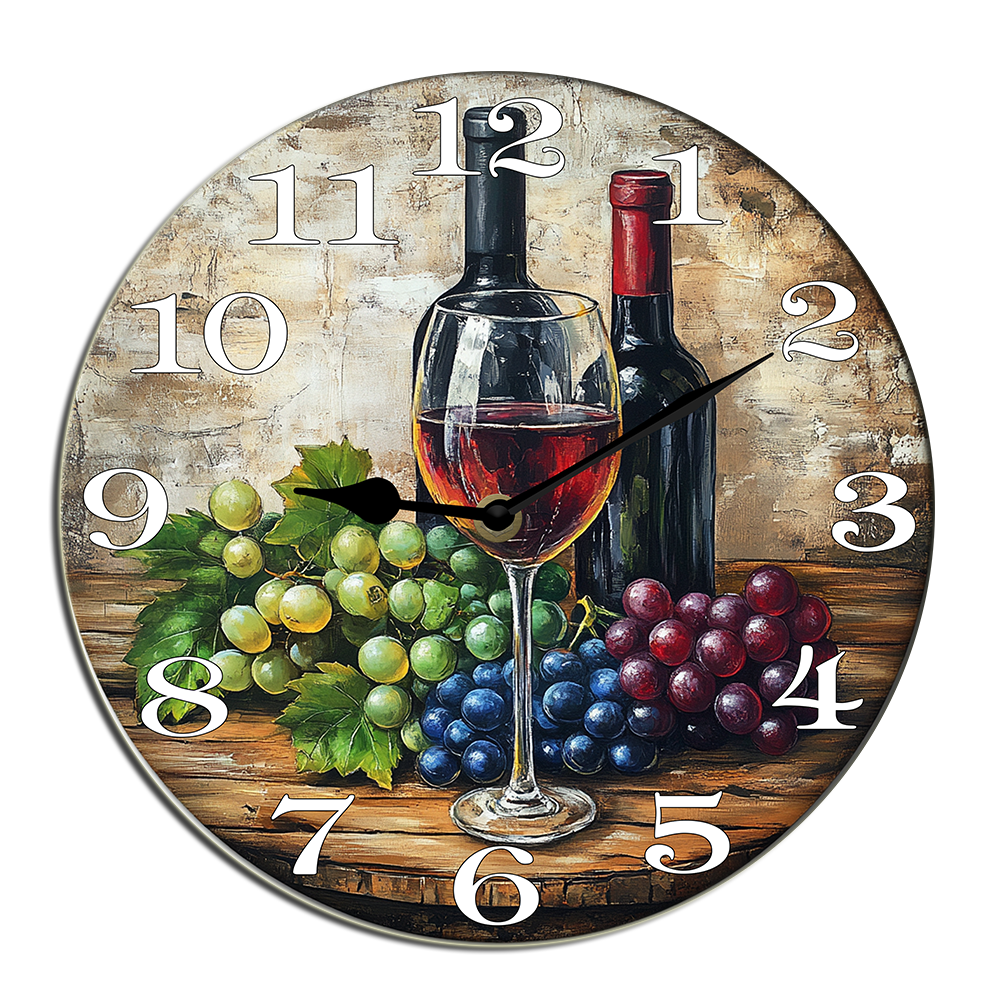 Kurmntregon Glasses Red White Wine Grapes Wall Clock Winery Farm ...