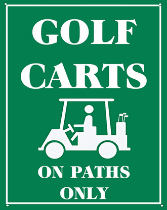 Kurmntregon Golf Sign Golf Carts On Paths Only Parking Sign Lawn 12x16 ...