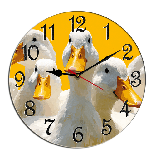 Kurmntregon Gooses Bathroom Wall Clock Duck Painting Wooden Kitchen ...
