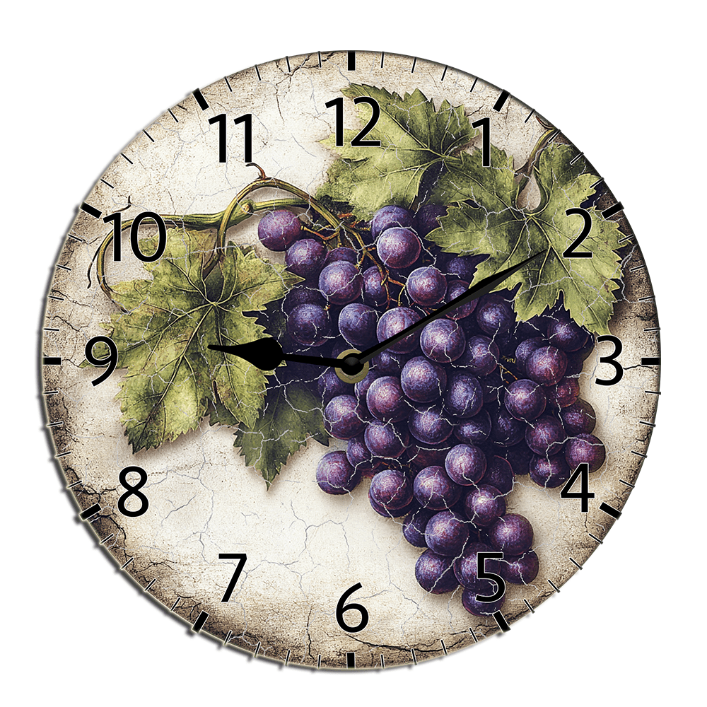Kurmntregon Grape Wall Clock Cute Summer Fruit Cute Wooden Accurate ...