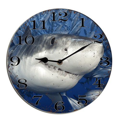 Kurmntregon Great White Shark Wall Clock Animal Desk Kitchen Decor ...