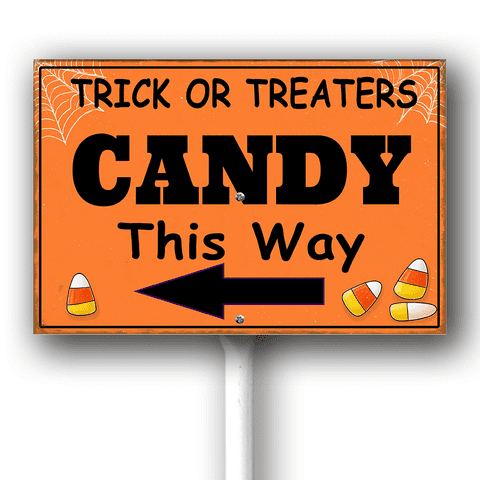Kurmntregon Halloween Candy This Way Yard Sign With Stake Left Arrow ...