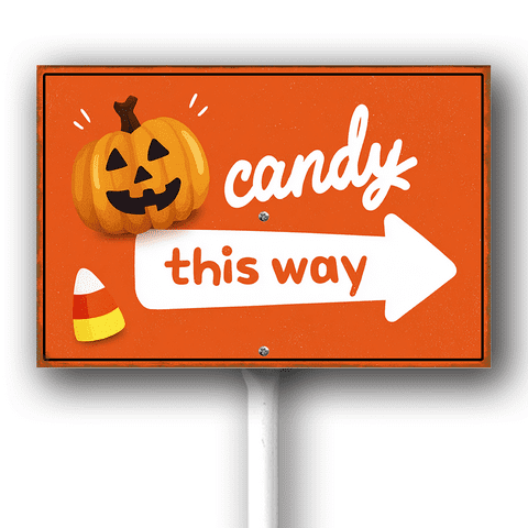 Kurmntregon Halloween Candy This Way Yard Sign With Stake Right Arrow ...