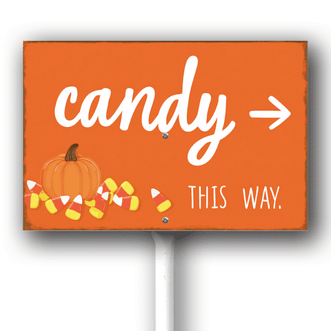 Kurmntregon Halloween Candy This Way Yard Sign With Stake Right Arrow ...