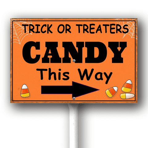 Kurmntregon Halloween Candy This Way Yard Sign With Stake Right Arrow ...