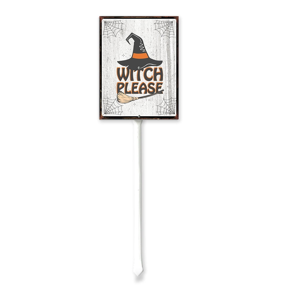 Kurmntregon Halloween Signs With Stakes Witch Please Aluminum Metal 7x8 ...