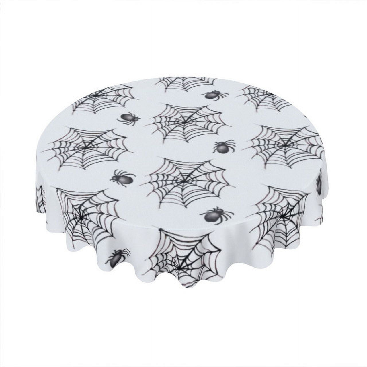 Kurmntregon Halloween Table Cloth Fabric Round 60 inch Spider Web Scary ...