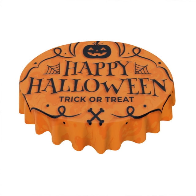 Kurmntregon Halloween Table Cloth Round 60 inch Happy Halloween Trip Or ...