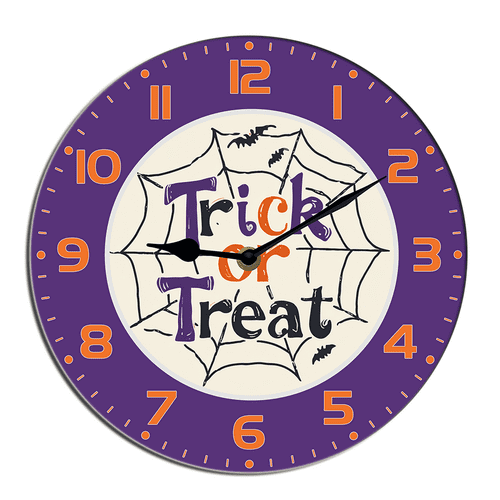 Kurmntregon Halloween Wall Clock Trick Or Treat Candy Scary Wooden ...
