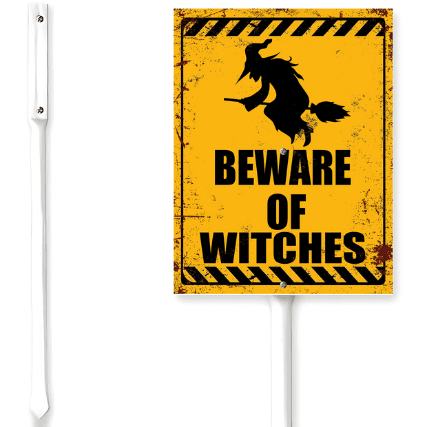 Kurmntregon Halloween Yard Sign Beware Of Witches Sign 8x12 Inch Scary ...