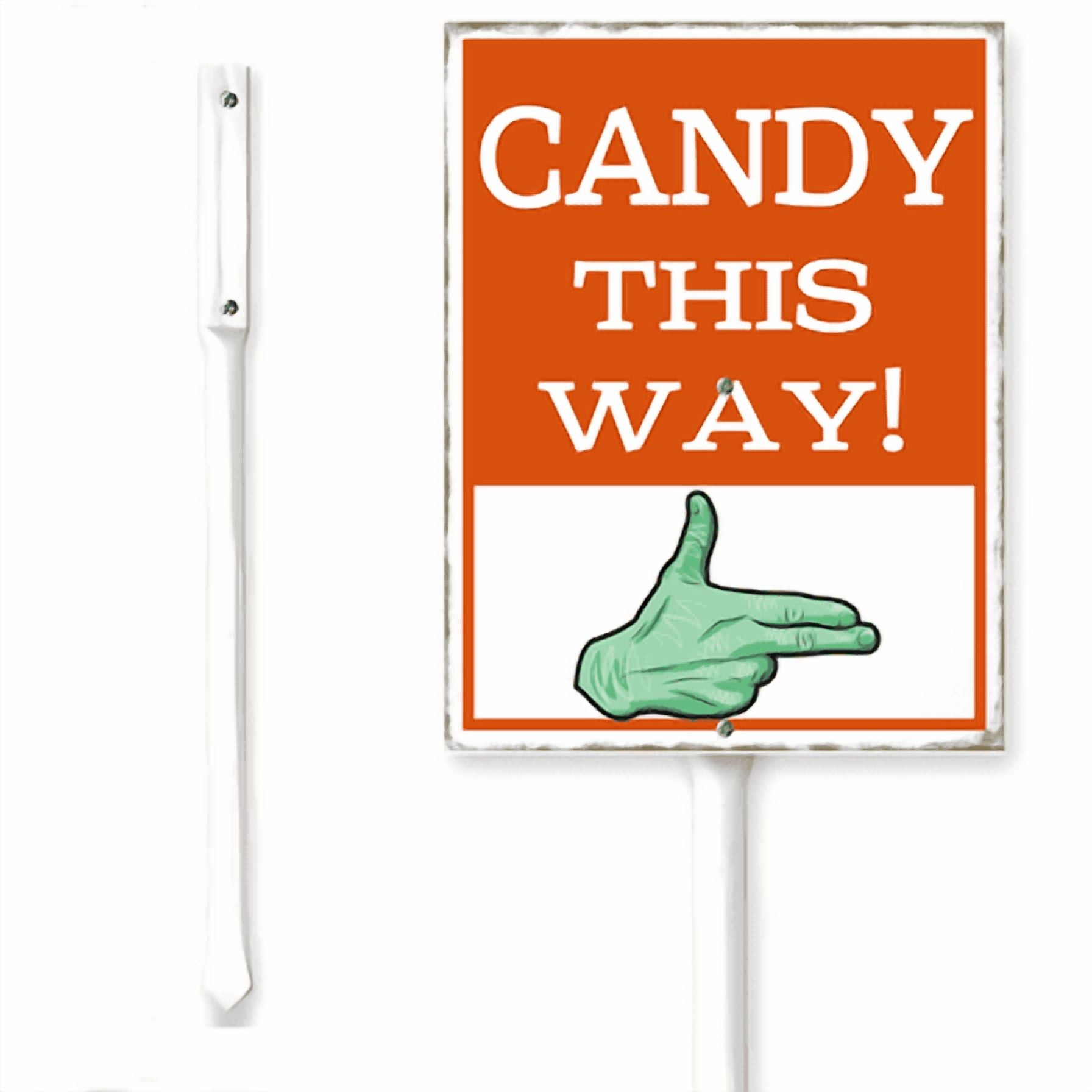 Kurmntregon Halloween Yard Sign With Stake Candy This Way Right ...