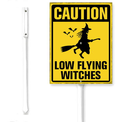 Kurmntregon Halloween Yard Sign With Stake Caution Low Flying Witches ...