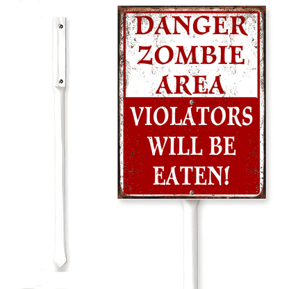 Kurmntregon Halloween Yard Sign With Stake Danger Zombie Violators Will ...