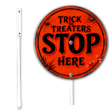 Kurmntregon Halloween Yard Sign With Stake Stop Here Trick Or Treaters ...