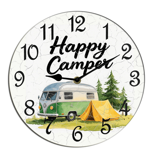 Kurmntregon Happy Camper Wall Clock Camper Van Summer Clock For Living ...