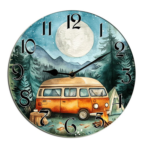 Kurmntregon Happy Camper Wall Clock Happy Camper Travel Adventure Clock ...