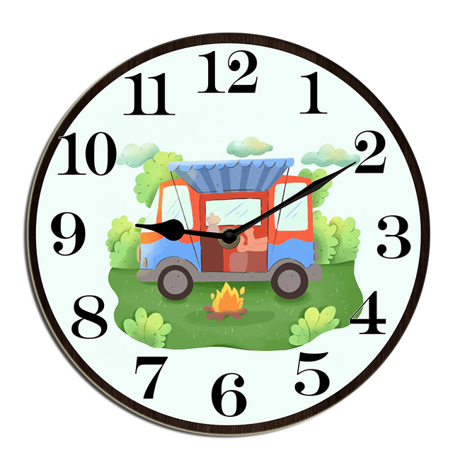 Kurmntregon Happy Camper Wall Clock Summer Camping Decorative Clock ...