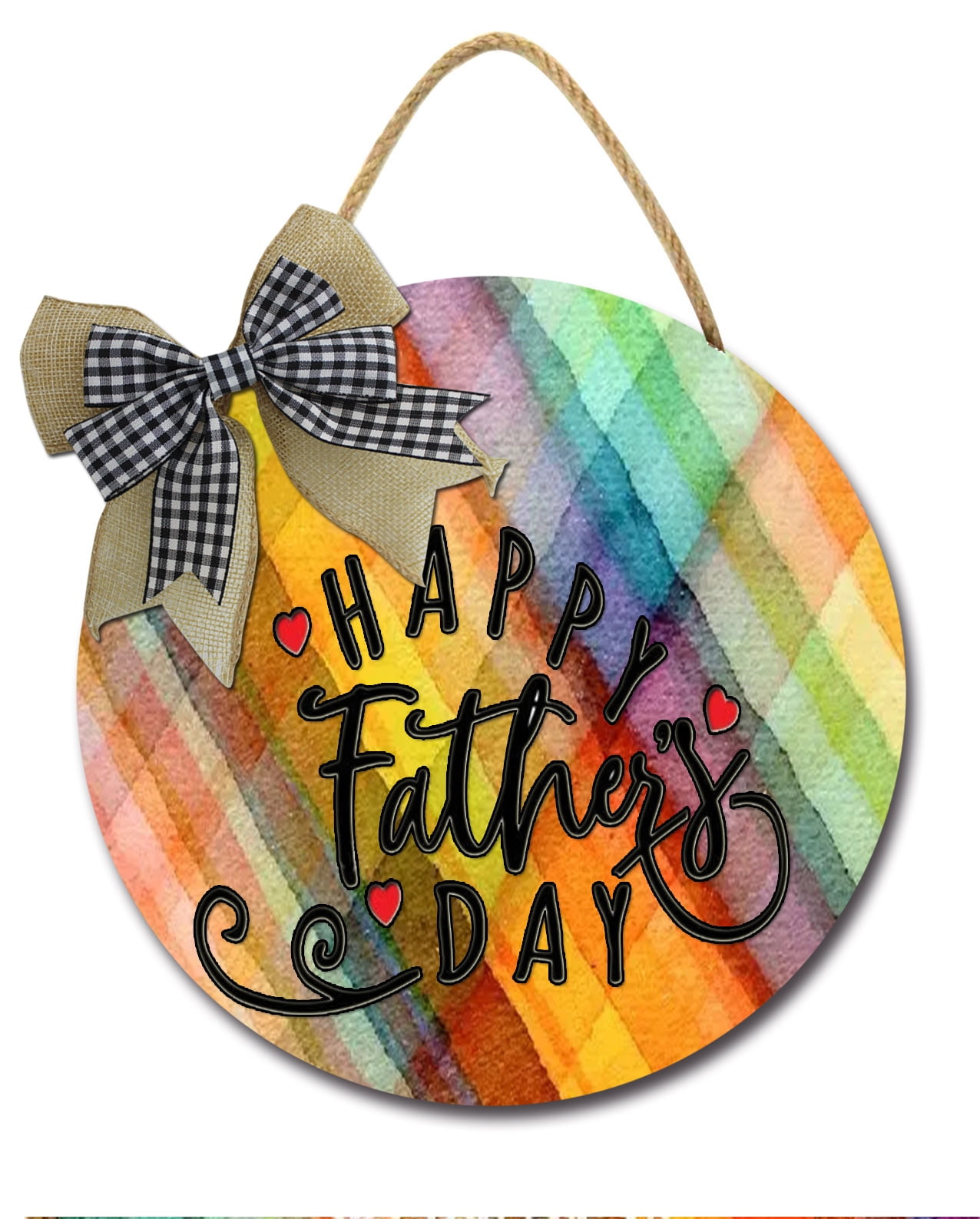 Kurmntregon Happy Fathers Day Front Door Sign Happy Fathers Day Rustic ...