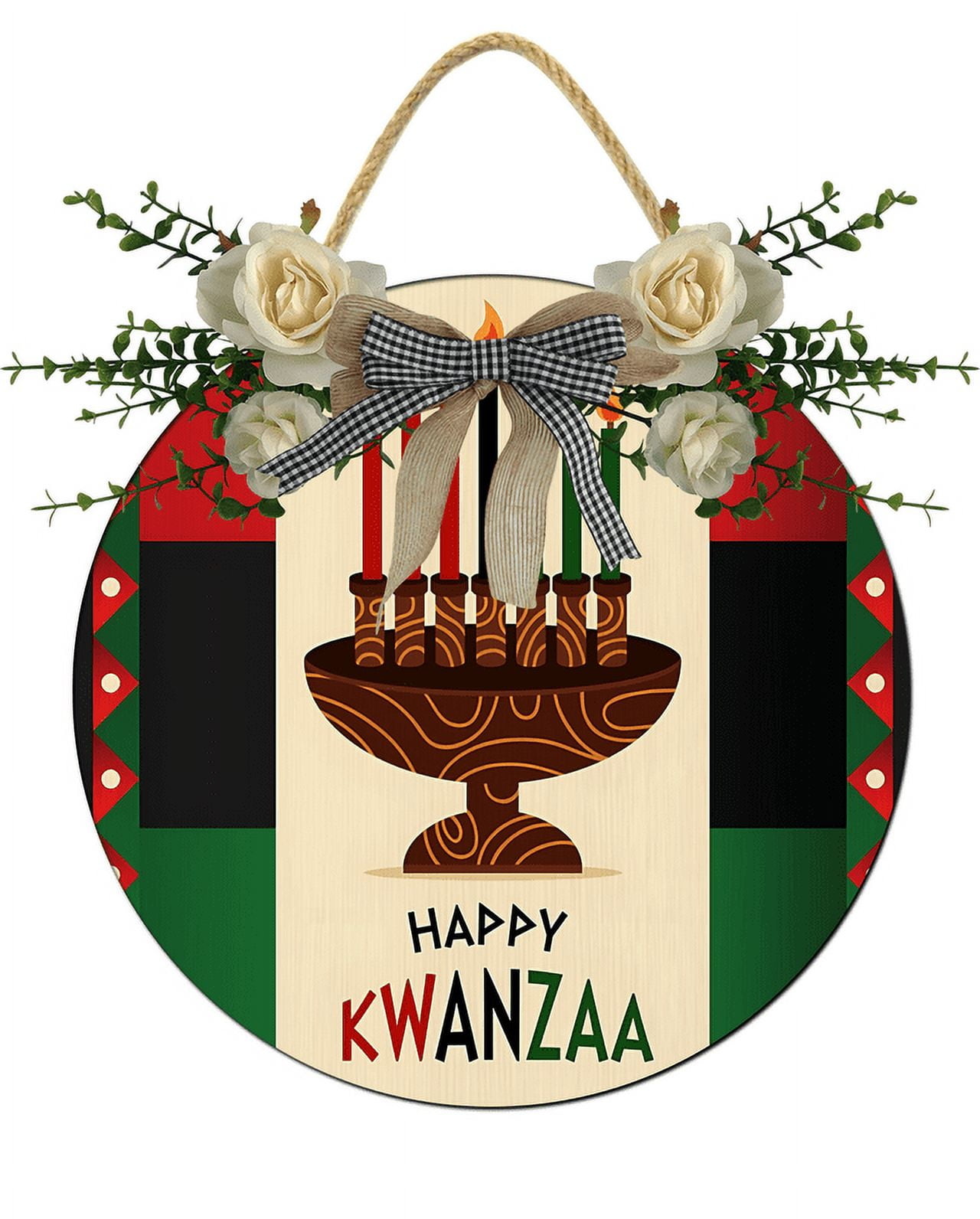 Kurmntregon Happy Kwanzaa Sign For Front Door Kwanzaa Decorations ...