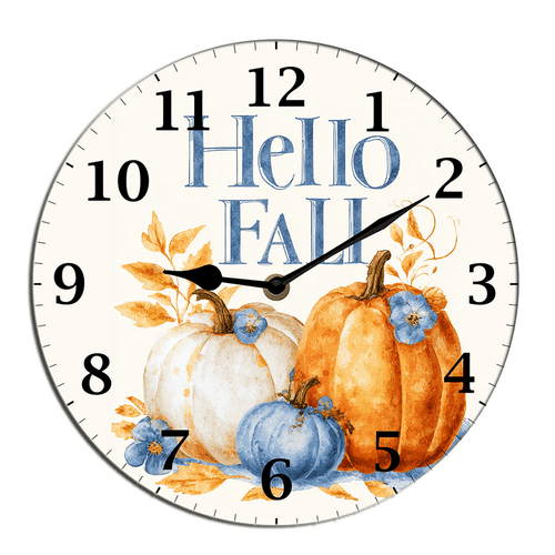 Kurmntregon Hello Fall Wall Clock Pumpkin Autumn Leaves Desk Decor ...