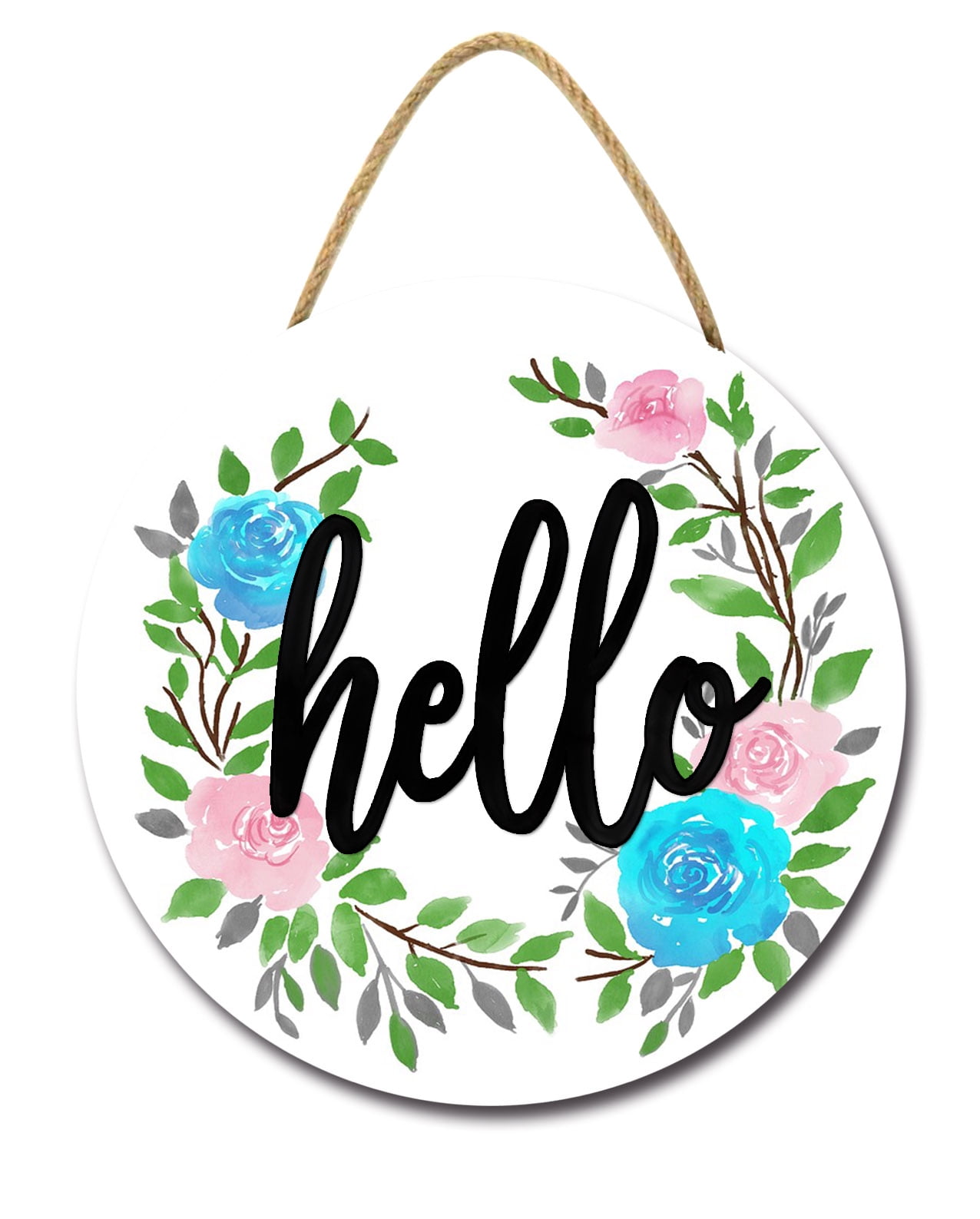 Kurmntregon Hello Sign For Front Door Wooden Hello Sign For Wreath Sign ...