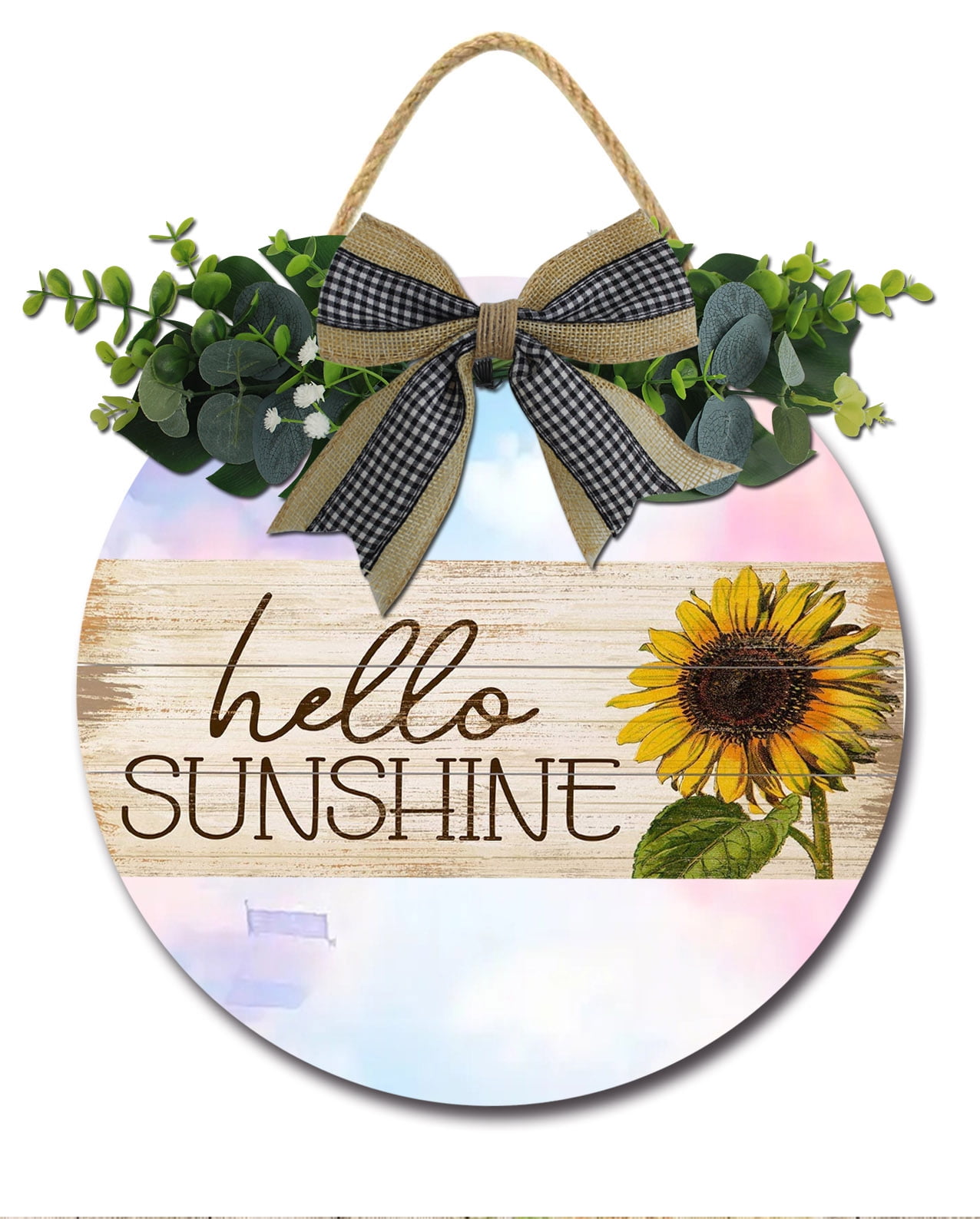 Kurmntregon Hello Summer Door Sign Hello Sunshine Decor Door Sign Front ...