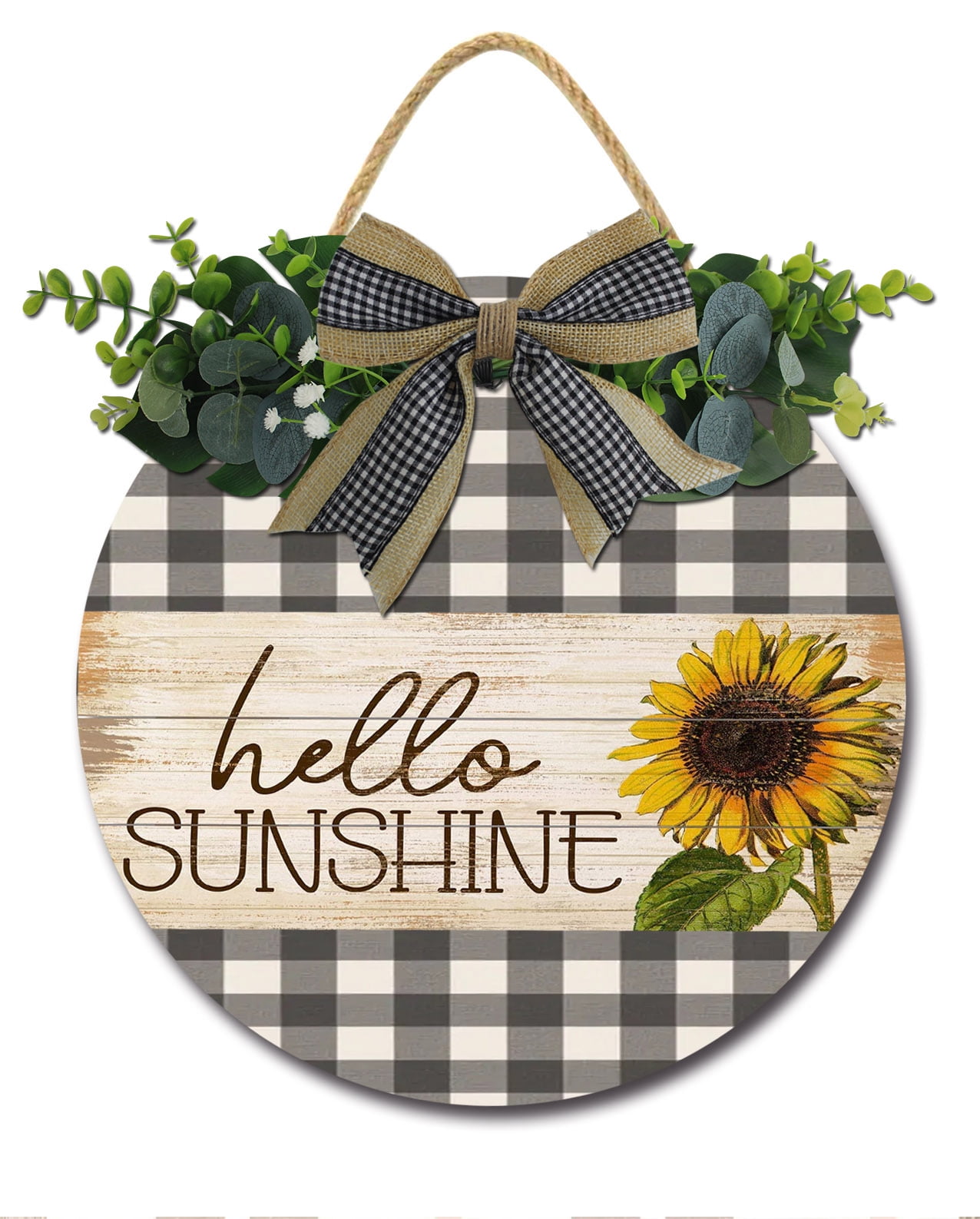 Kurmntregon Hello Sunshine Decor Summer Sign Door Sign Front Door Porch ...