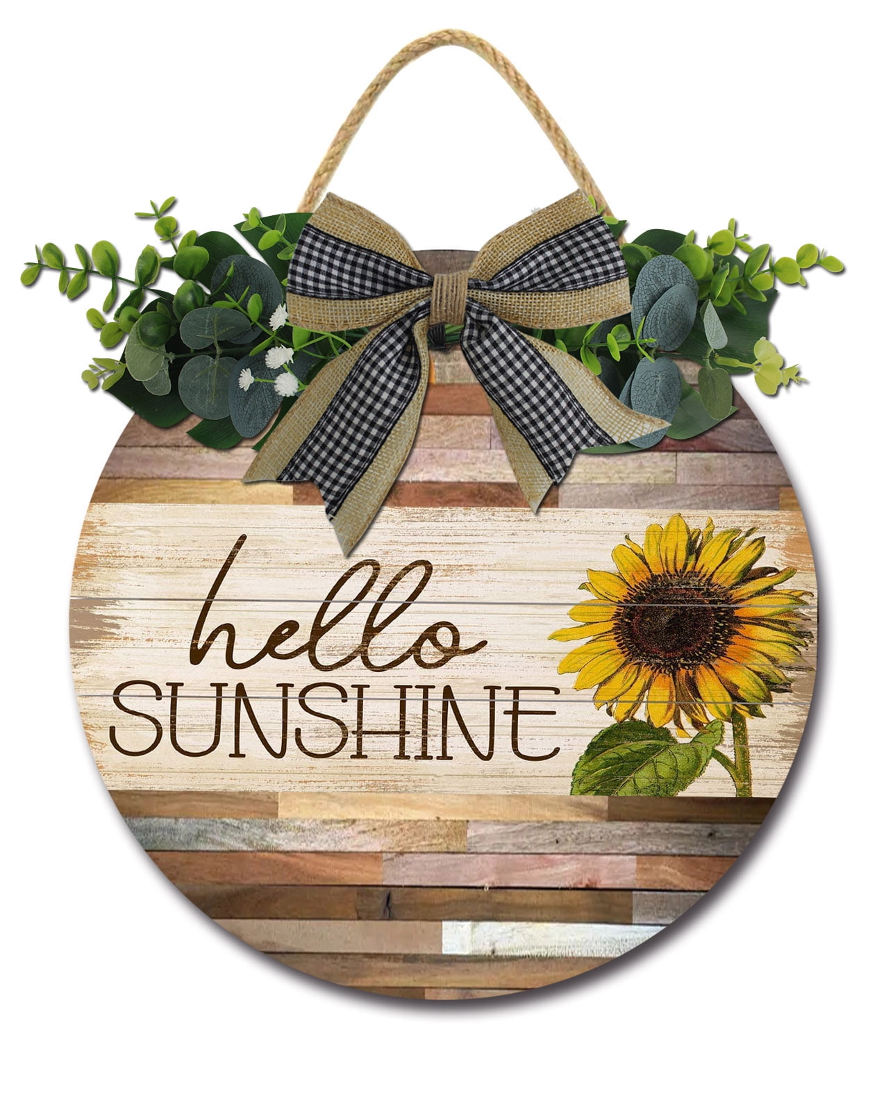 Kurmntregon Hello Sunshine Wreath Sunflower Kitchen Decor Sign For ...