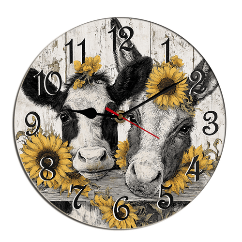 Kurmntregon Horse Donkey Sunflower Wall Clock Farm Animal Spring Wooden ...