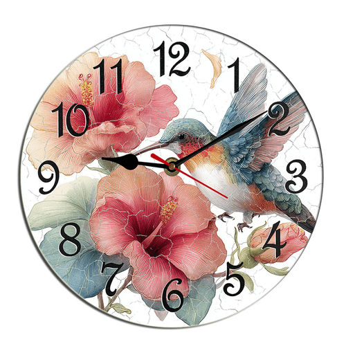 Kurmntregon Hummingbird Bird Wall Clock Spring Floral Birds Summer ...