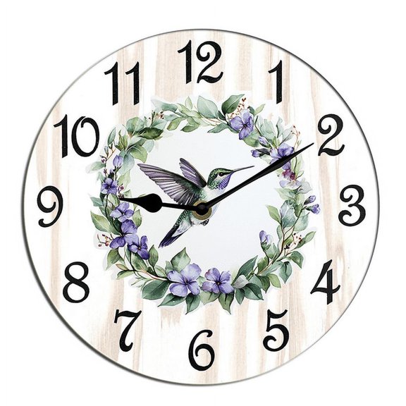 Wooden Wall Clocks Epoxy Resin Round Decorative Clock Battery-Powered ...