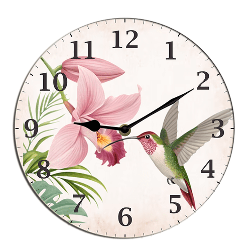 Kurmntregon Hummingbird Wall Clock Spring Floral Wooden Clocks Clock ...