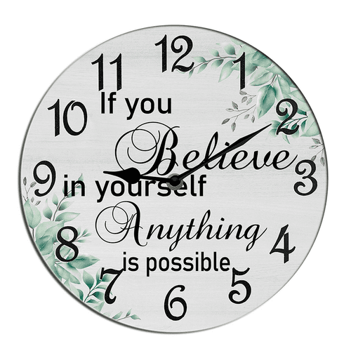 Kurmntregon Inspirational Wall Clock If You Believe In Yourself ...