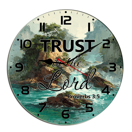 Kurmntregon Inspirational Waterfall Trust Wall Clock Christian Faith ...