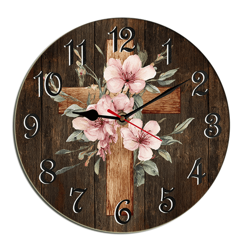 Kurmntregon Jesus Cross Wall Clock Spring Easter Christian Religious ...