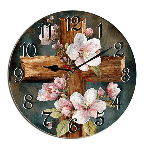 Kurmntregon Jesus Cross Wall Clock Spring Easter Christian Religious ...