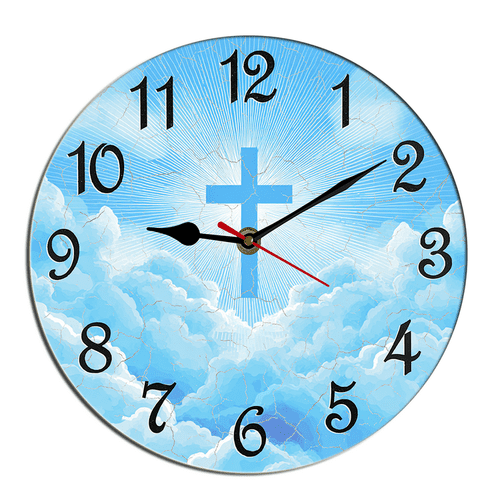 Kurmntregon Jesus God Cross Wall Clock Bible Holy Clouds Gospel ...