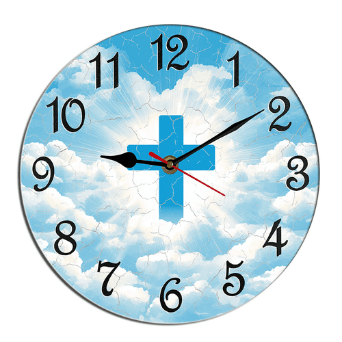 Kurmntregon Jesus God Cross Wall Clock Bible Holy Clouds Gospel ...