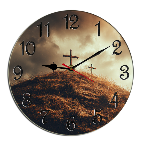 Kurmntregon Jesus God Cross Wall Clock Bible Holy Religious Mountain ...