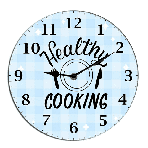 Kurmntregon Kitchen Wall Clock Healthy Cooking Wall Clock Wooden Clock ...