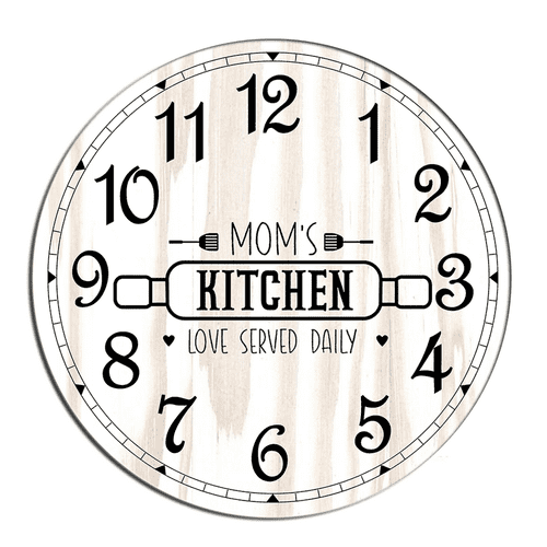 Kurmntregon Kitchen Wall Clock Mom's Kitchen Love Served Daily Clock ...