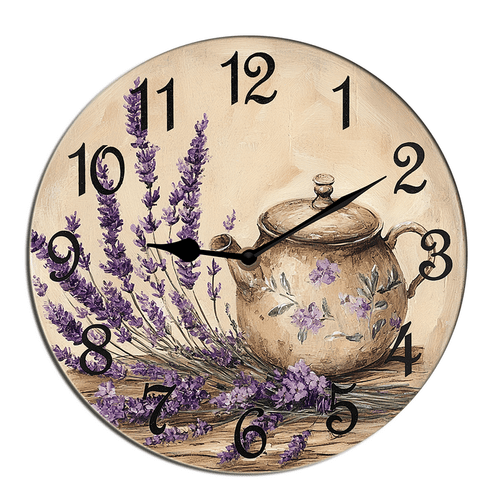 Kurmntregon Lavender Tea Cup Wall Clock Coffee Non Ticking Silent ...
