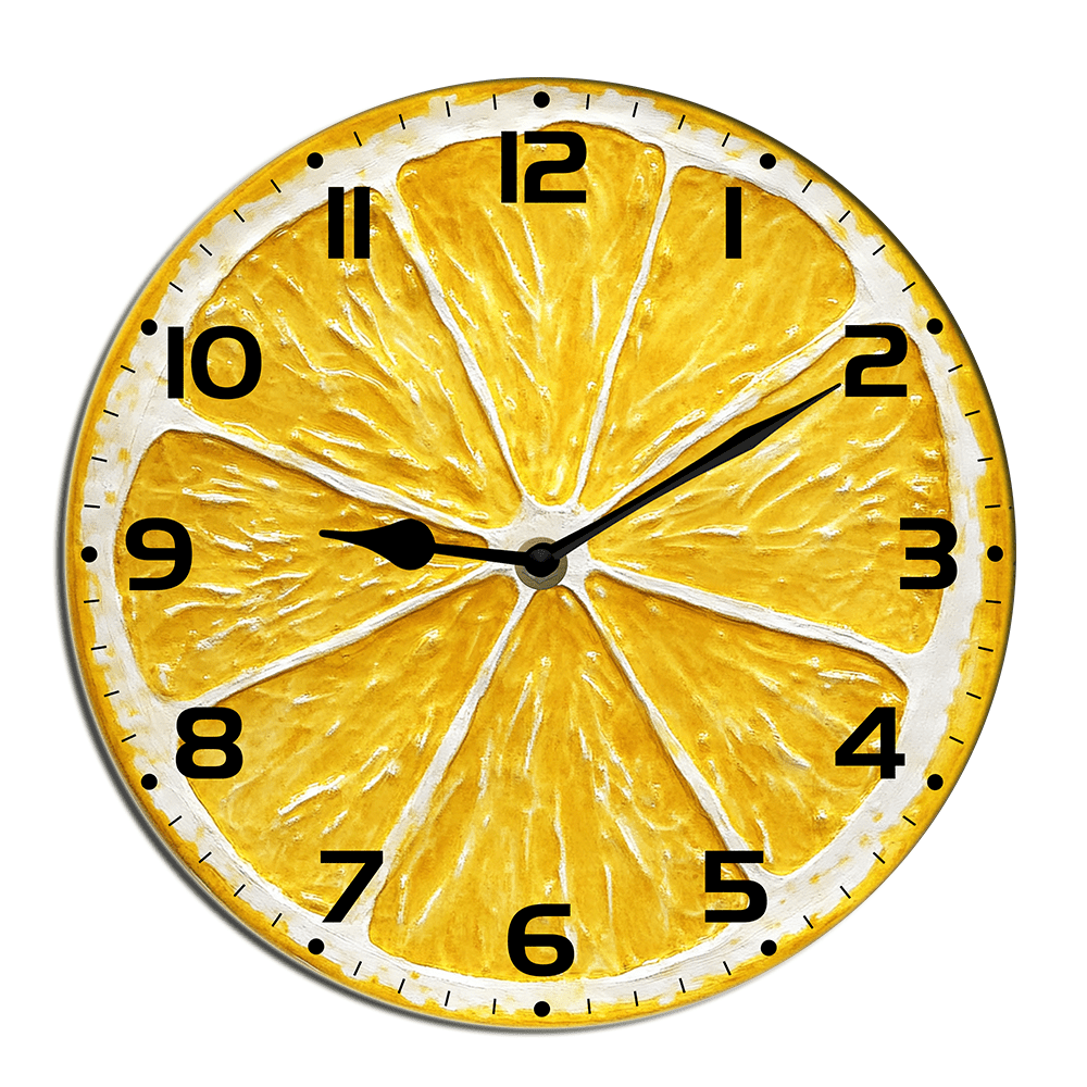 Kurmntregon Lemon Wall Clock Summer Fruit Slice Shop Hotel Silent Non ...