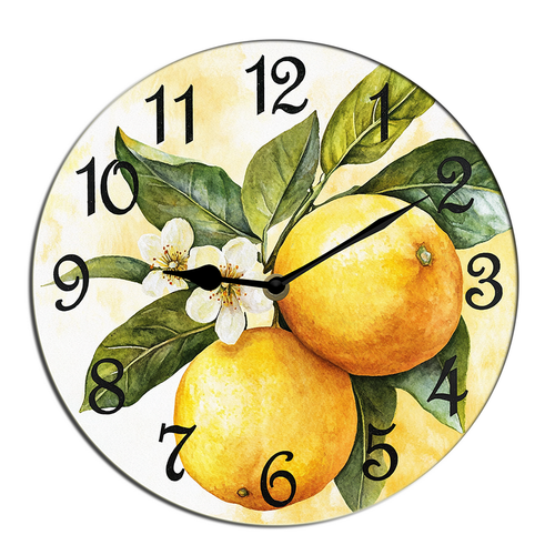 Kurmntregon Lemon Wall Clock Summer Fruit Wooden Clock Kitchen Living ...