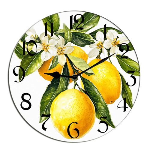 Kurmntregon Lemon Wall Clock Summer Fruit Wooden Clock Wooden Painted ...